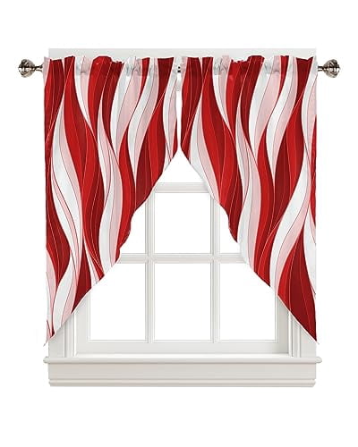 Abstract Swag Valance Curtains Navy Blue Ripple Stripe Modern Rod ...