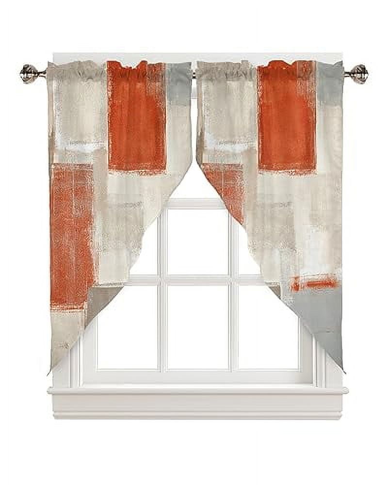 Abstract Swag Valance Curtains Retro Rustic Country Style Farmhouse Art ...