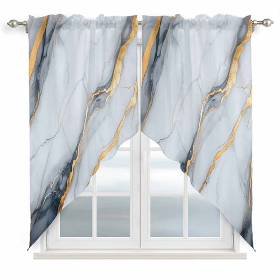 Abstract Swag Valances for Windows 36 inches Long, Grey White Marble ...