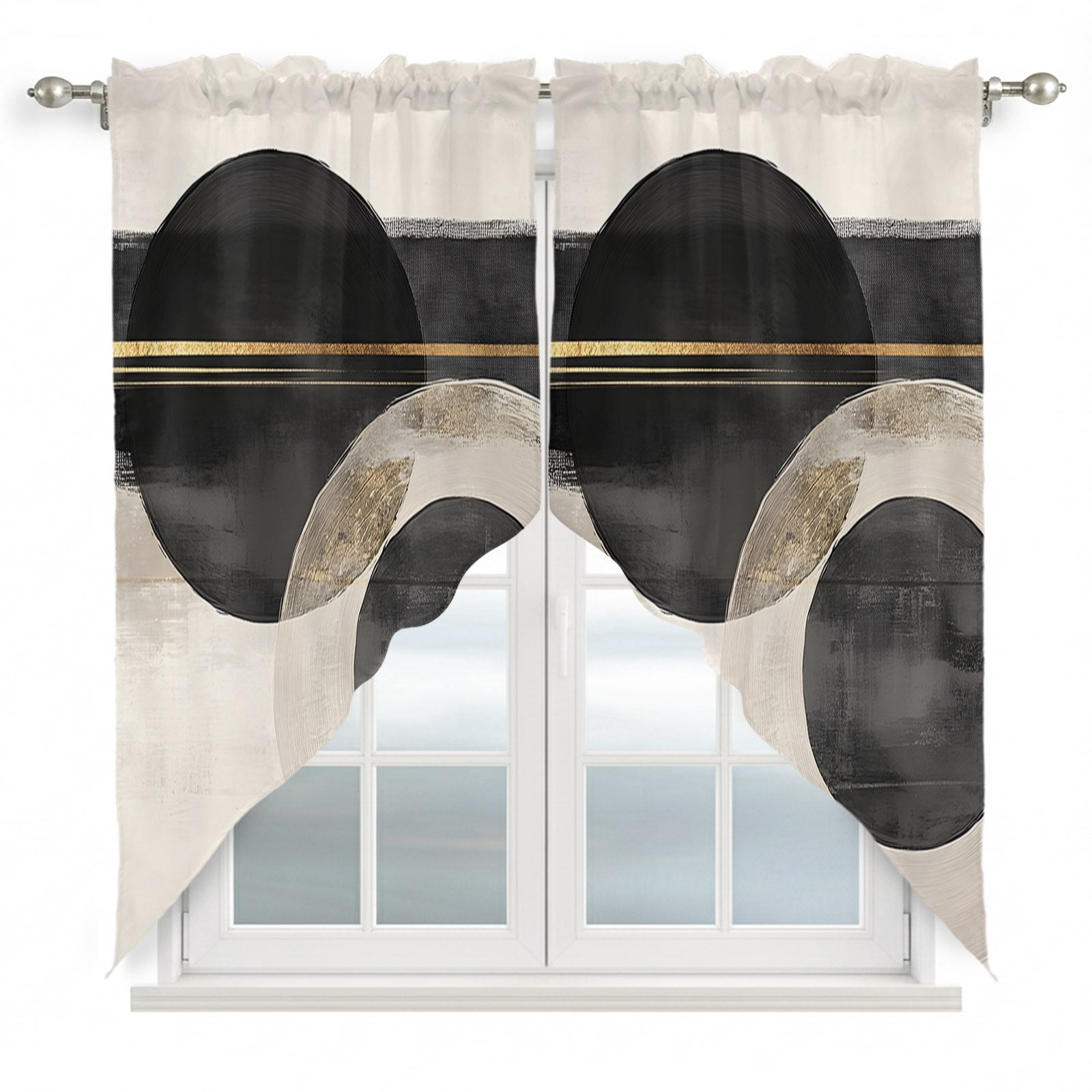 Abstract Swag Valances for Windows 36 inches Long, Mottled Geometric ...