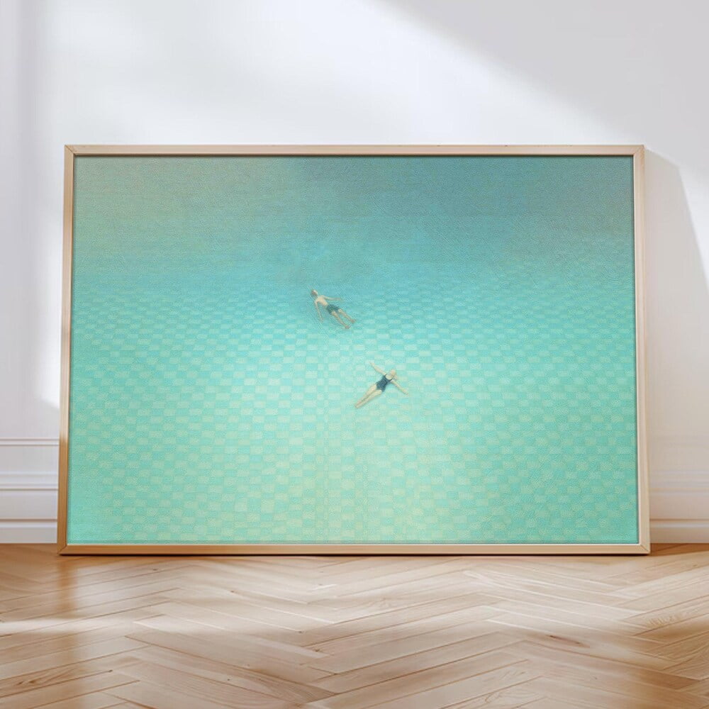 Abstract Swimming Pool Art Print Minimalist Swimmers Modern Coastal ...