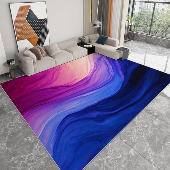 Abstract Swirl Area Rugs, Oil Painting Abstract Swirls Stripes Carpet ...
