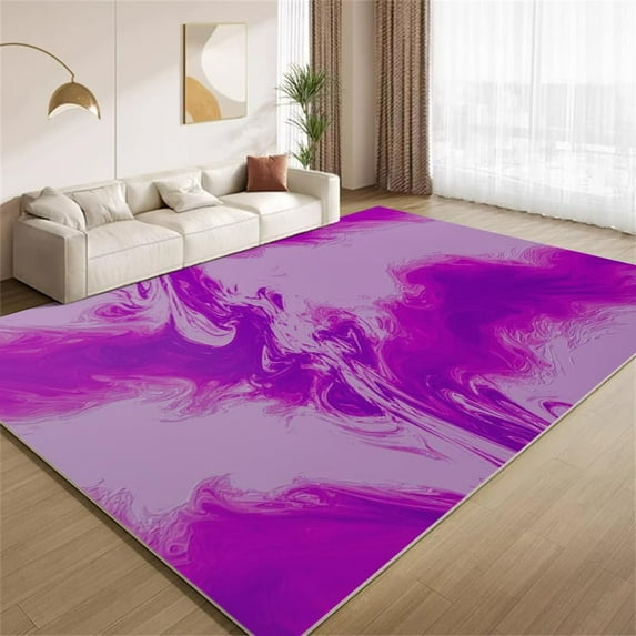 Abstract Swirl Area Rugs, Purple White Wavy Texture Design Carpet ...