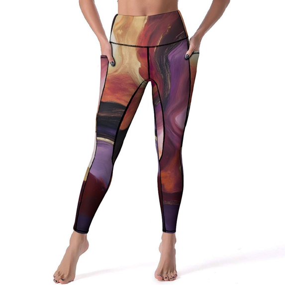 Abstract Swirl Art Print Pants Leggings for Fitness Fitness Woman ...