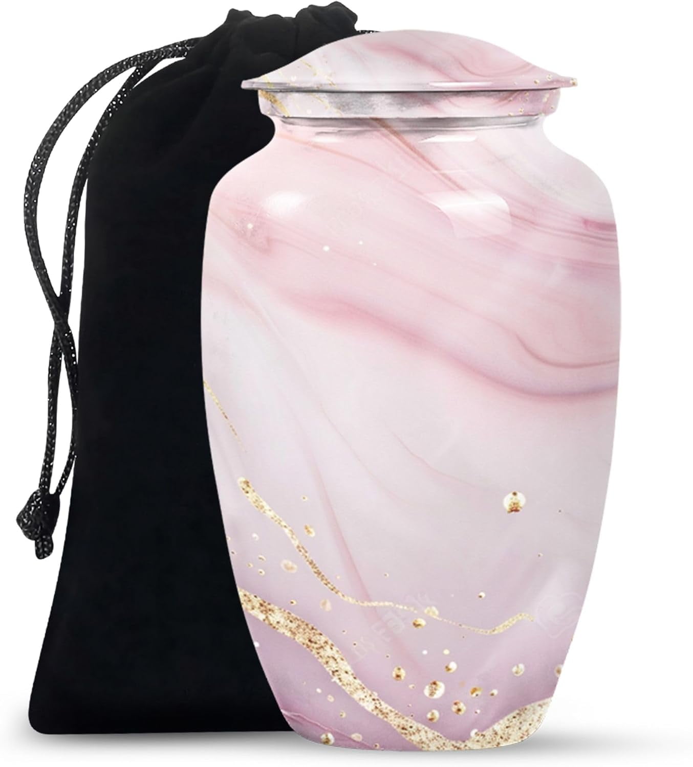 Abstract Swirl Design Large Metal Urn, Blush Pink, Marble Pattern, 10 ...