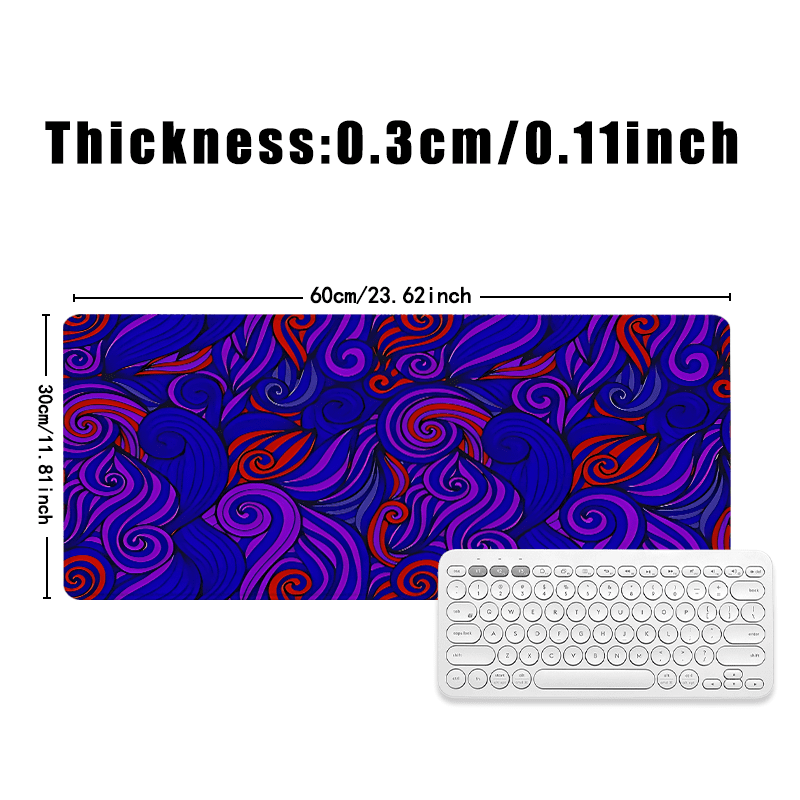 Abstract Swirl Design Rubber Mouse Pad 31.5 x 11.82 Inches - Purple ...