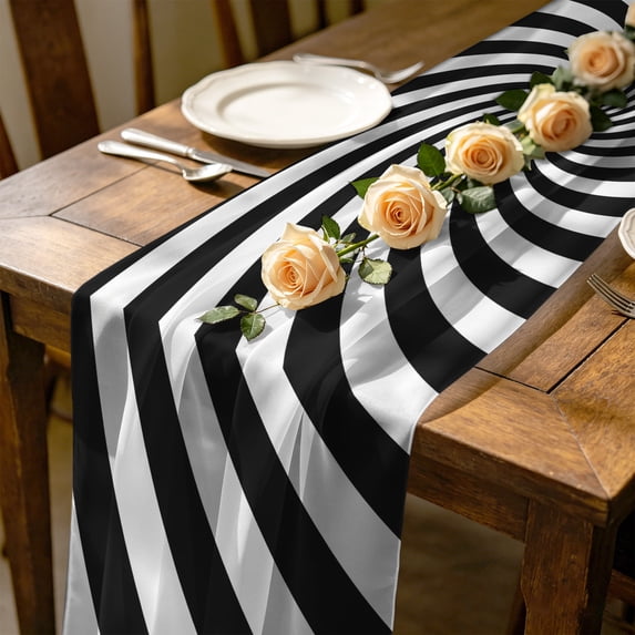 Abstract Swirl Lines 4.5 ft Cheesecloth Table Runner for Wedding 19"x55 ...