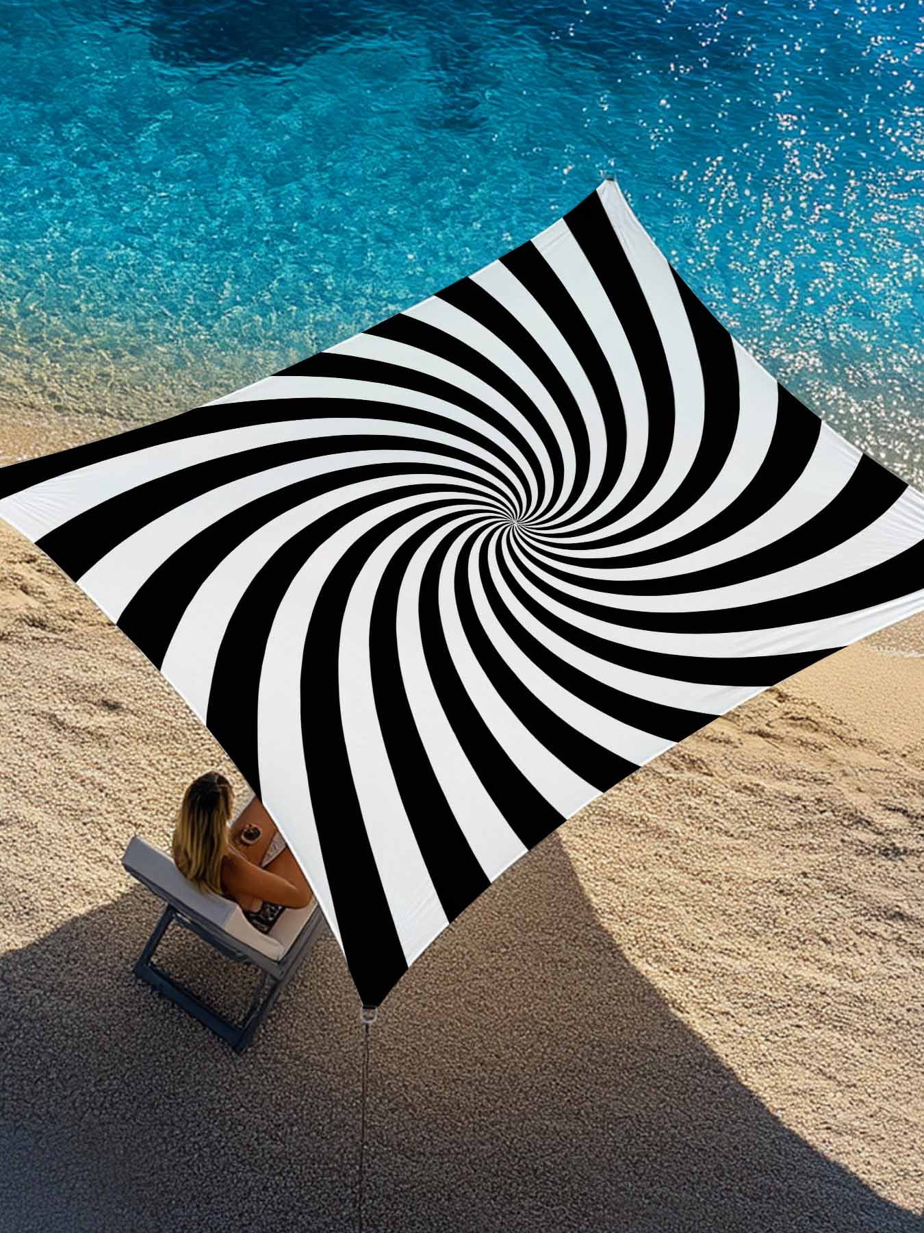 Abstract Swirl Lines Sun Shade Sail 12' x 16', 3D Black White ...