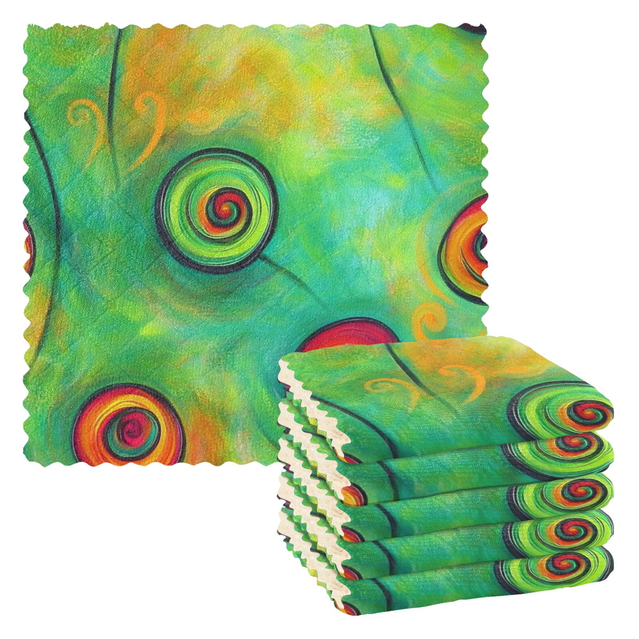 Abstract Swirl Pattern 6 Pack Kitchen Cleaning Cloths 11'' x 11 ...