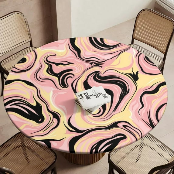 Abstract Swirl Pattern Print Round Table Cover Kitchen Printed ...