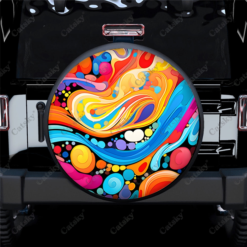 Abstract Swirling Blending Colors Polyester Universal Spare Wheel Tire ...