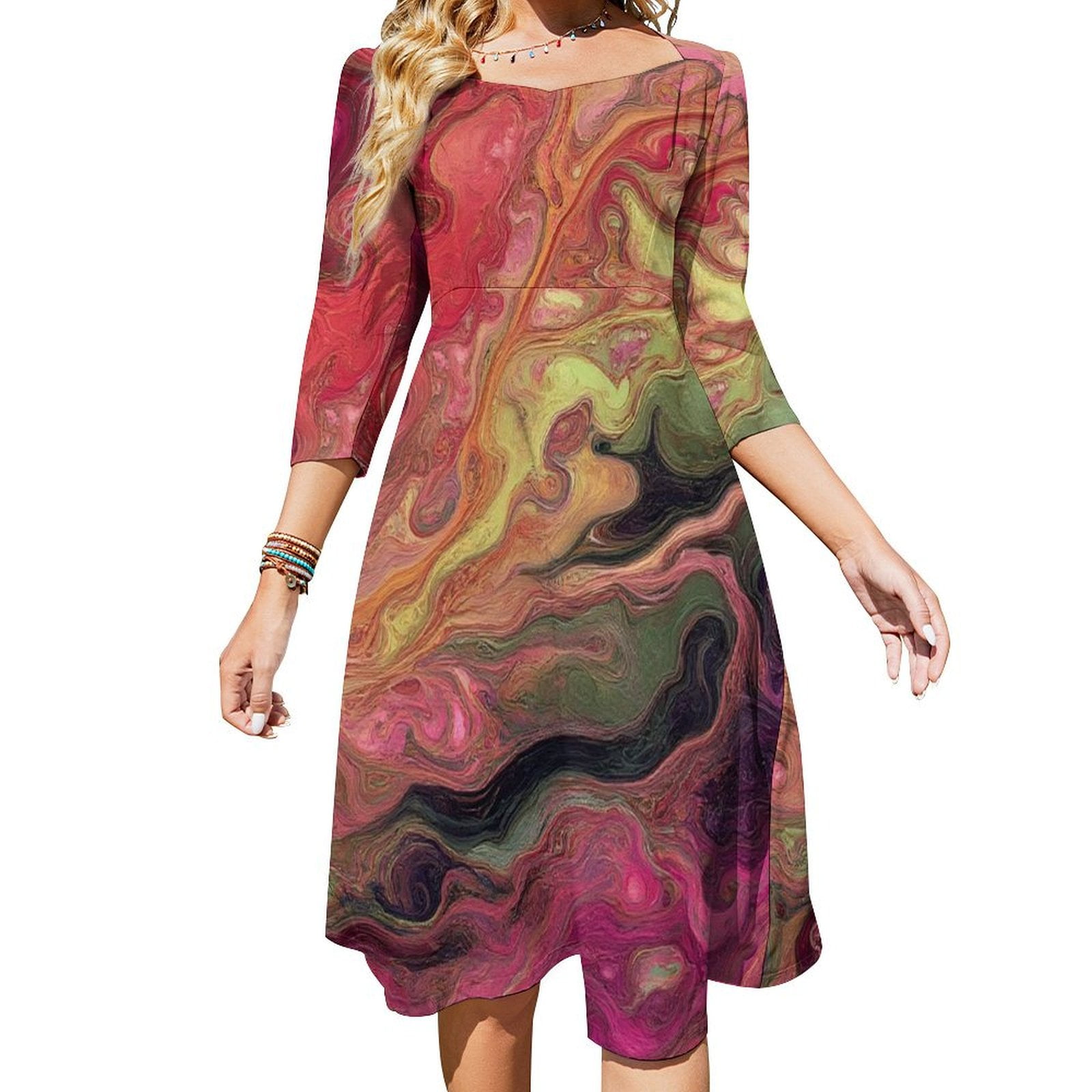 Abstract Swirling Color Paint Art Dress Summer Dresses Woman Street ...