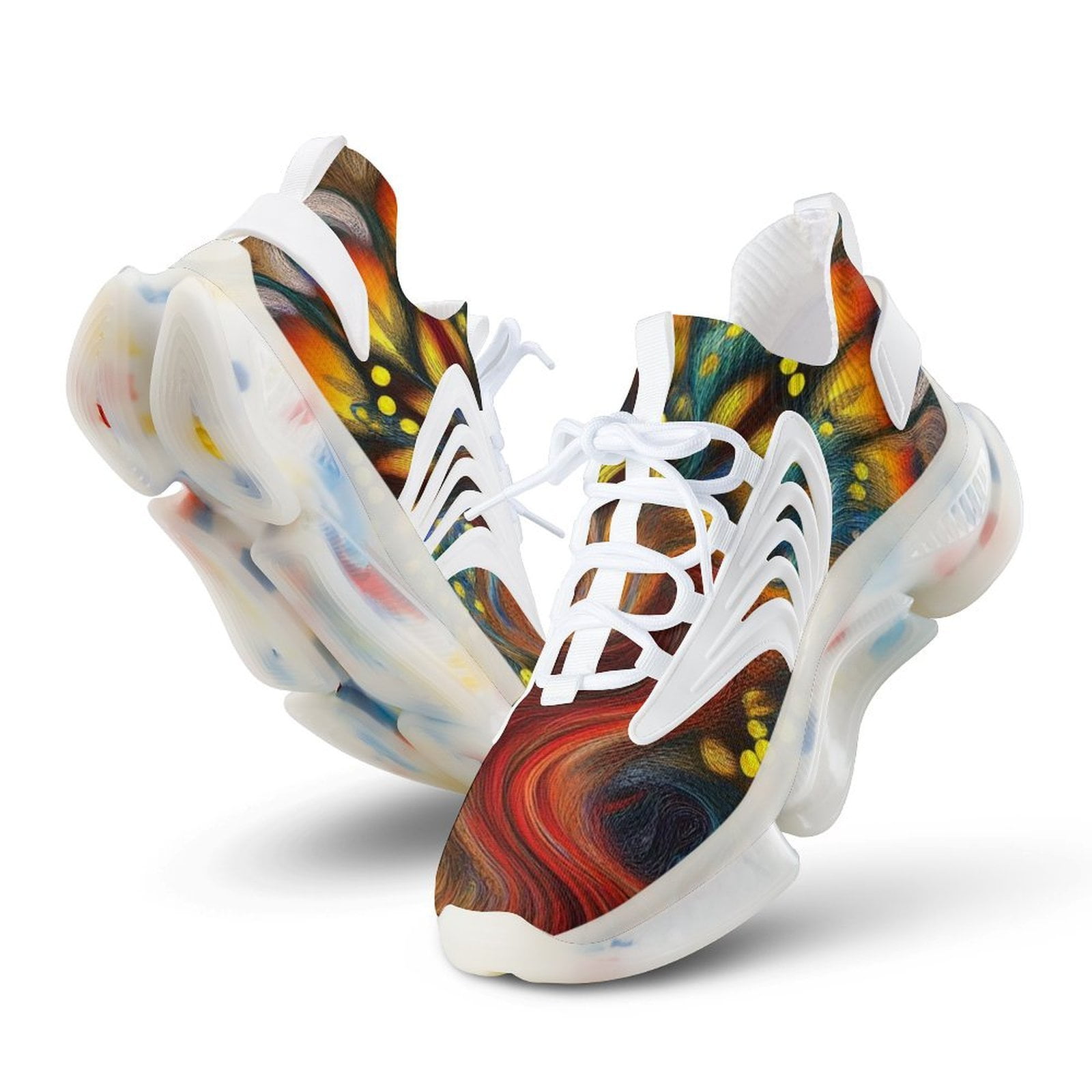 Abstract Swirling Colorful Artwork Walking Shoes for Men Woman ...