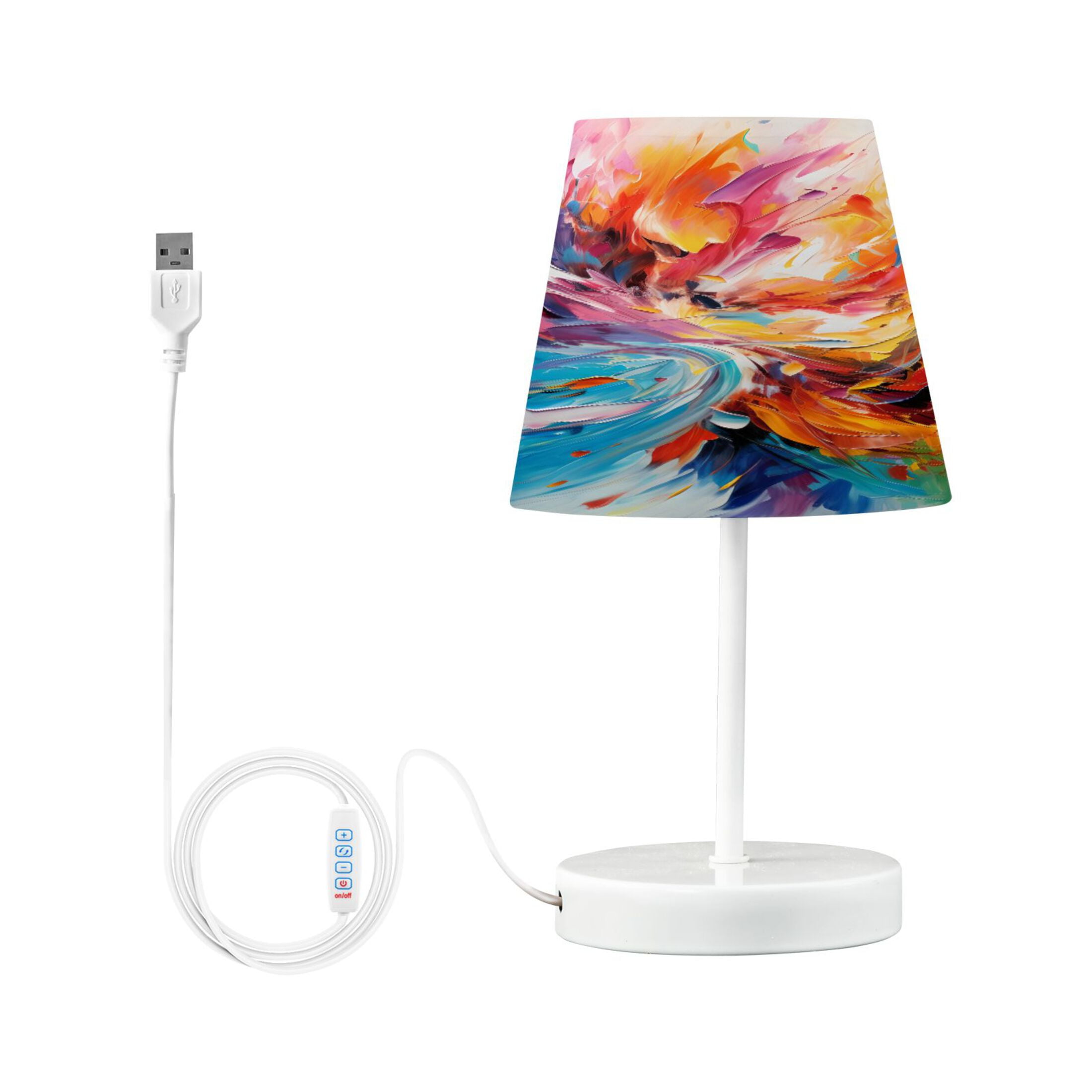Abstract Swirling Colorful Blocks Desk Lamp LED Table Nightstand Lamps ...