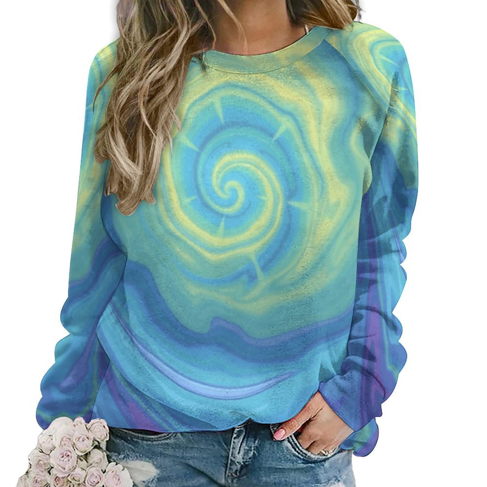 Abstract Swirling Colors Hoodies Female Long Sleeve Casual Hoodie ...
