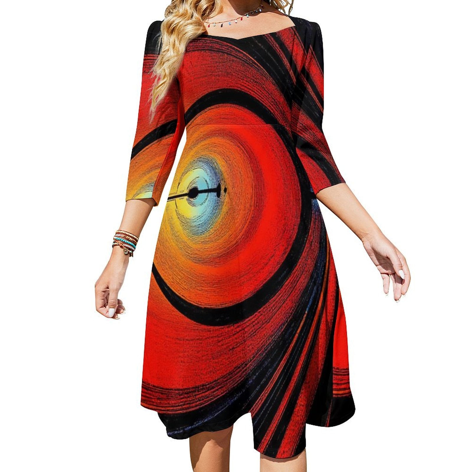 Abstract Swirling Fiery Artwork Dress Summer Dresses Woman Street Style ...