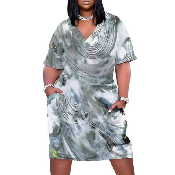 Abstract Swirling Grey Artwork Loose Pocket Dress Dresses Summer Summer ...