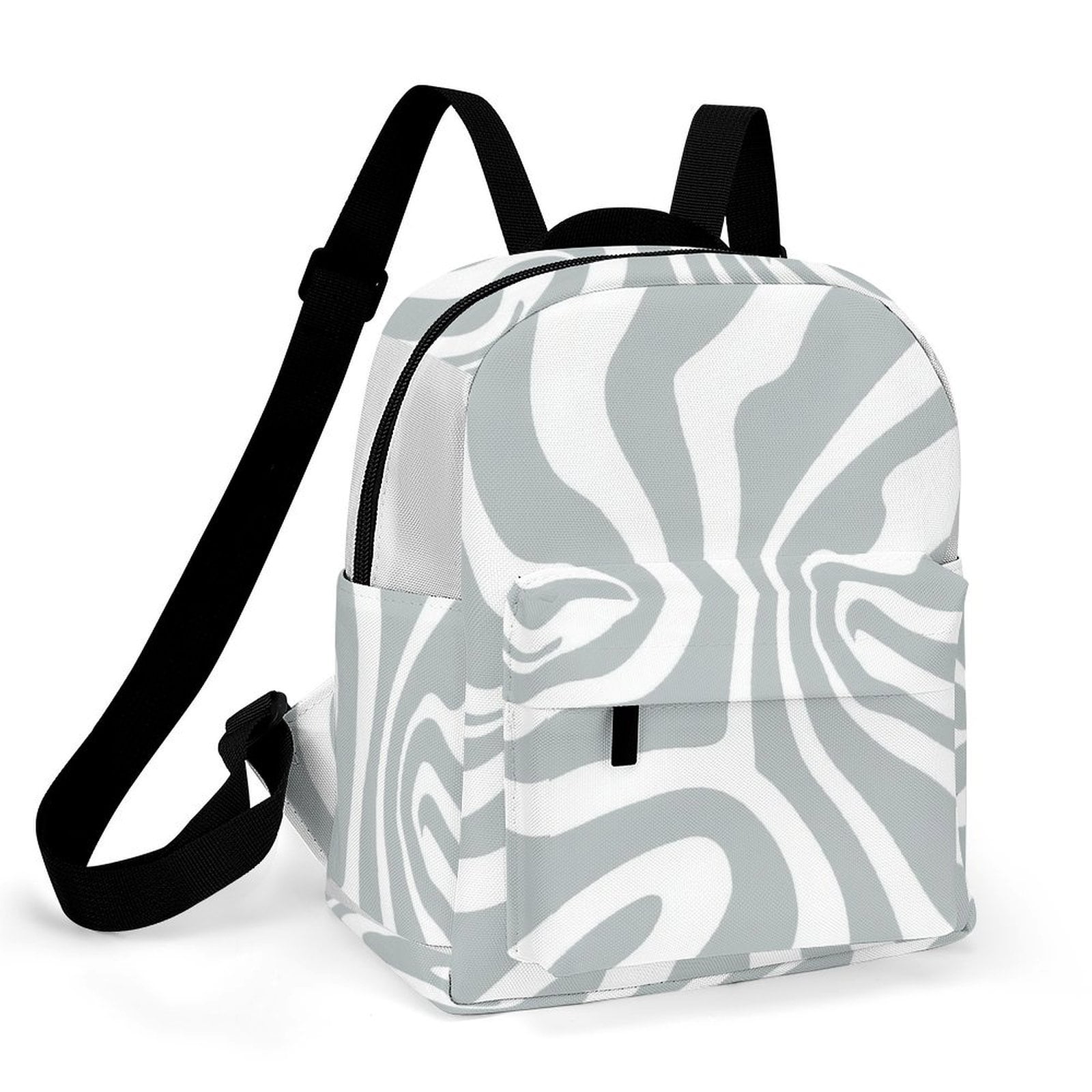 Abstract Swirling Grey White Art Small Backpack Cute Mini Backpacks For ...
