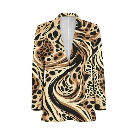 Abstract Swirling Leopard Print Pattern Men's Suit Blazer Casual Party Wear Slim Fit Suit Jacket ...