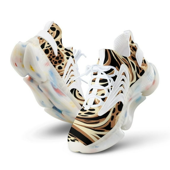Abstract Swirling Leopard Print Pattern Walking Shoes for Men Woman ...
