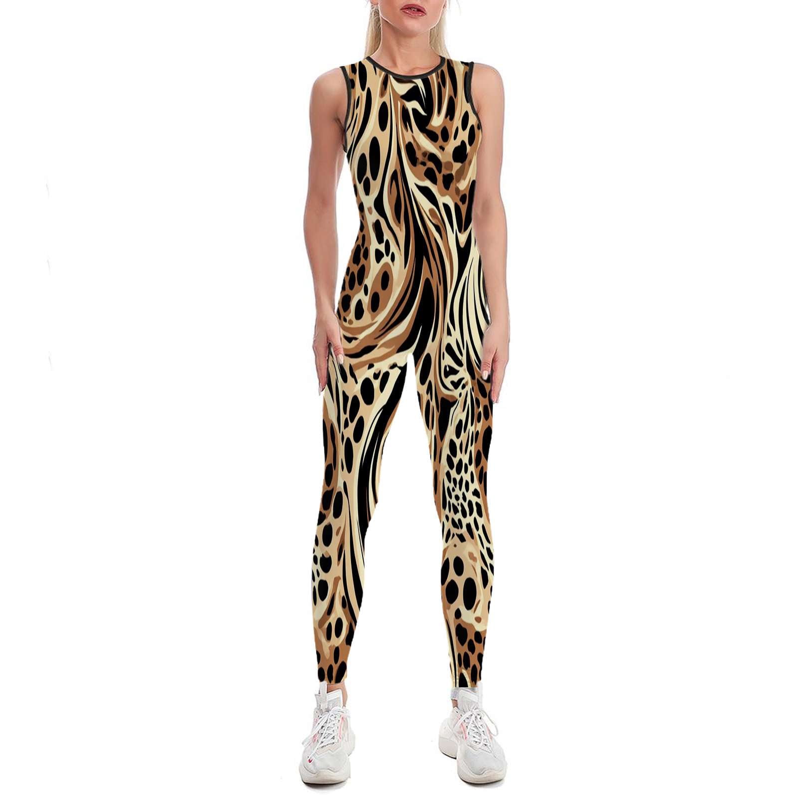 Abstract Swirling Leopard Print Pattern Women's One Piece Yoga ...