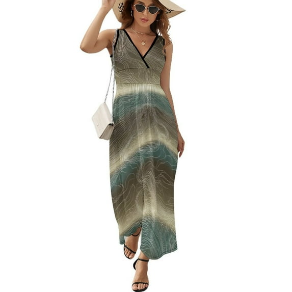 Abstract Swirling Line Art Wave Dress Summer Street Style Bohemia Long ...