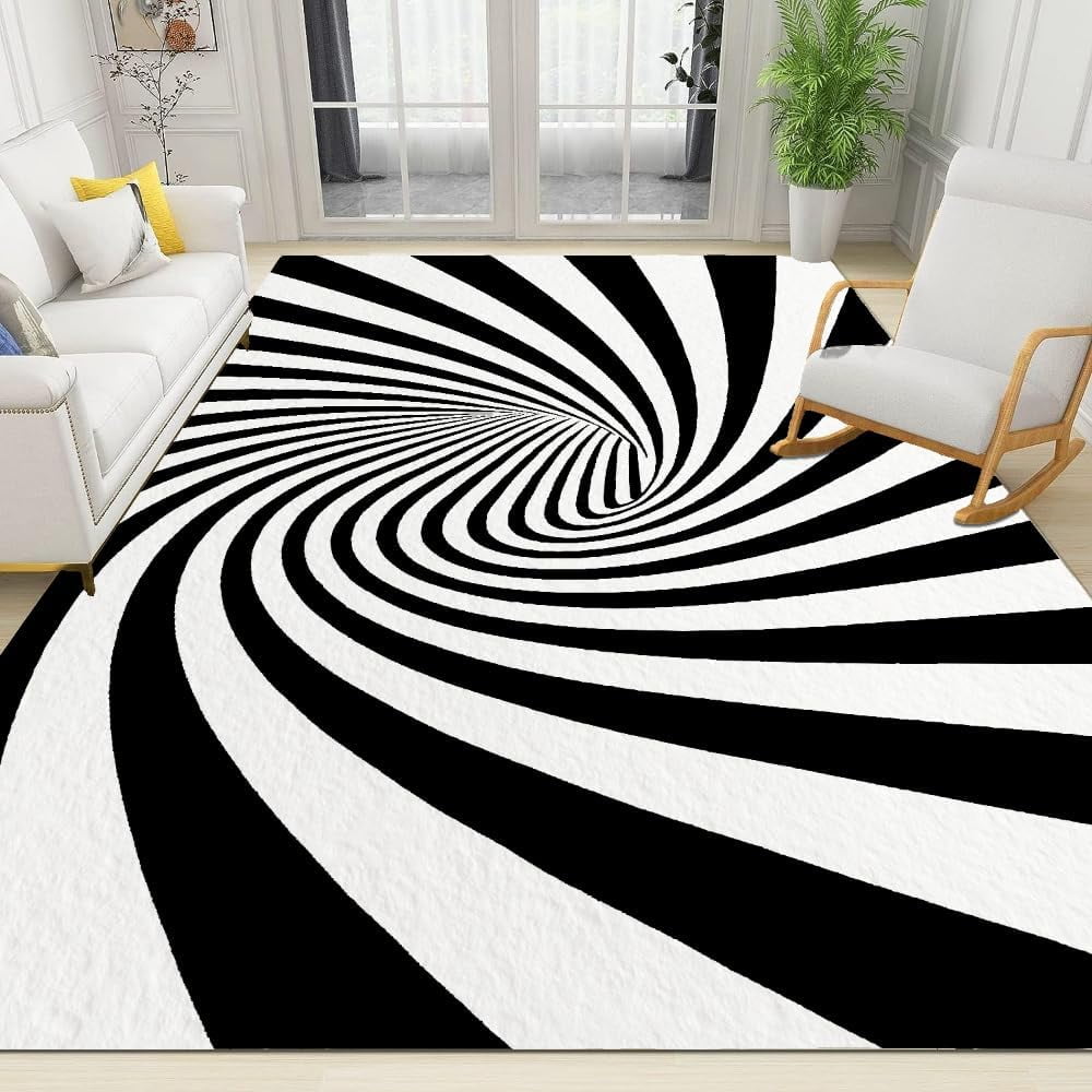 Abstract Swirling Lines Area Rug Optical Illusion Realistic Visual ...