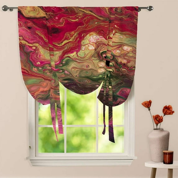 Abstract Swirling Paint Colorscape Window Curtain for Living Room Roman ...