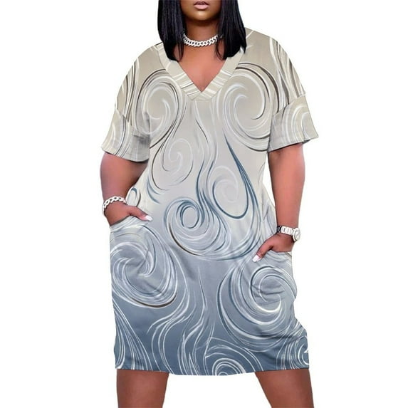 Abstract Swirling Pattern Design Loose Pocket Dress Dresses Summer ...