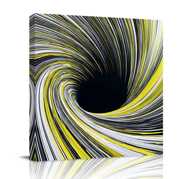 Abstract Swirling Vortex Canvas Wall Art for Living Room, Yellow Gray ...