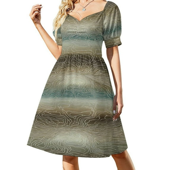 Abstract Swirling Wood Grain Art Short Sleeve Dress Clothes Women's ...