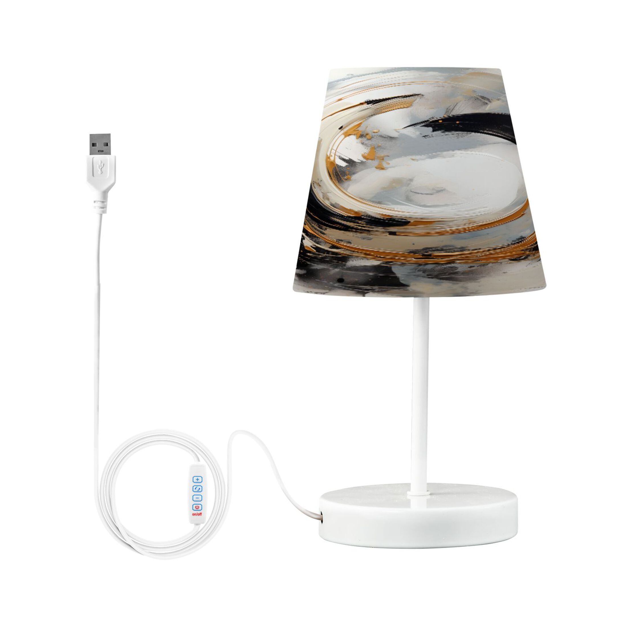Abstract Swirls Circular Desk Lamp LED Table Nightstand Lamps with 3 ...