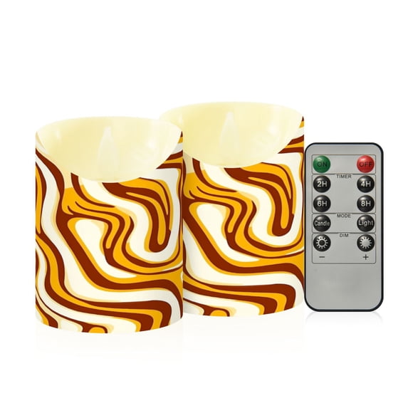 Abstract Swirls Pattern Flameless Candles 2 PCS with Remote Realistic ...