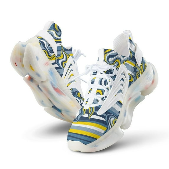 Abstract Swirls Wavy Stripes Pattern Walking Shoes for Men Woman ...