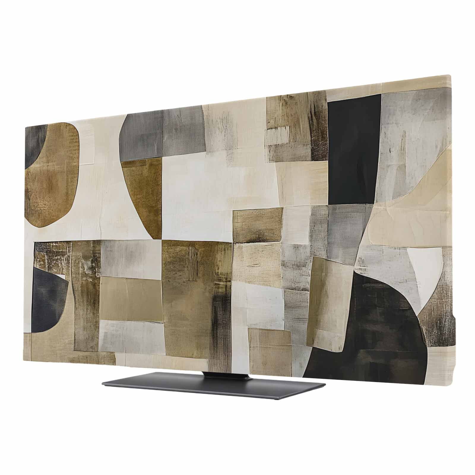 Abstract TV Dust Cover 24 Inch, Brown Black Color Block Geometric ...