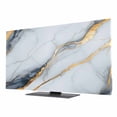 Abstract TV Dust Cover 43 Inch, Grey White Marble Texture Golden Lines ...