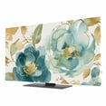 Abstract TV Dust Cover 65 Inch, Green Peony Pattern Petals Leaves Gold ...