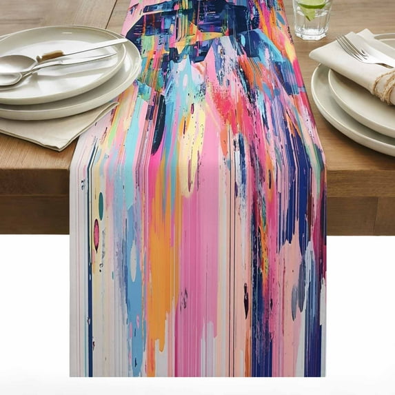 Abstract Table Runner 13x60 inch Aeroplane Cotton Linen Dining Table ...