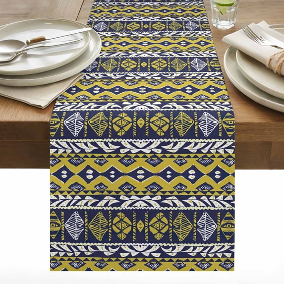 Abstract Table Runner 13x60 inch Ethnic Tribal Decor Aztec Line Pattern ...