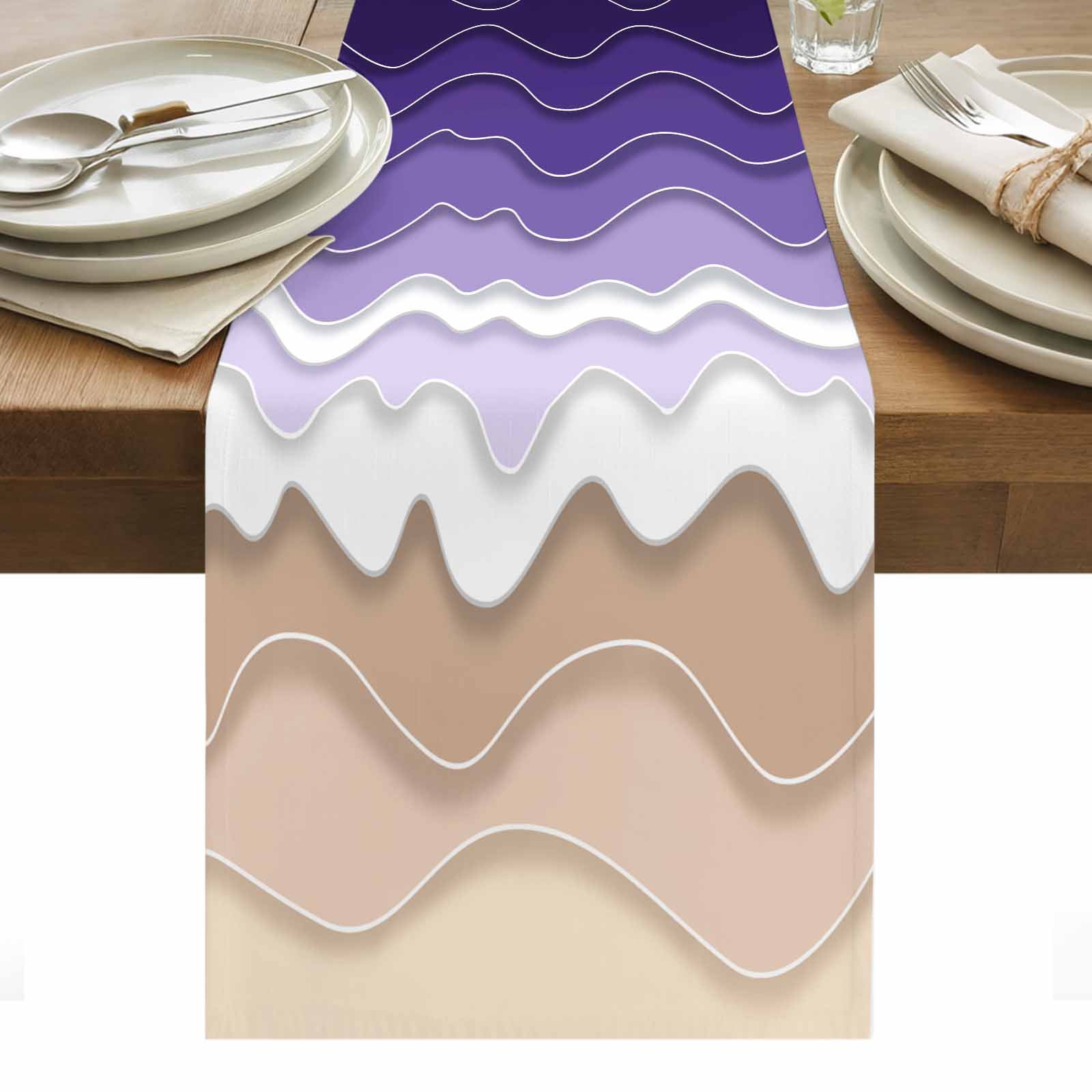 Abstract Table Runner 18 x 72 Inch, Purple Brown Gradient Waves Beach ...