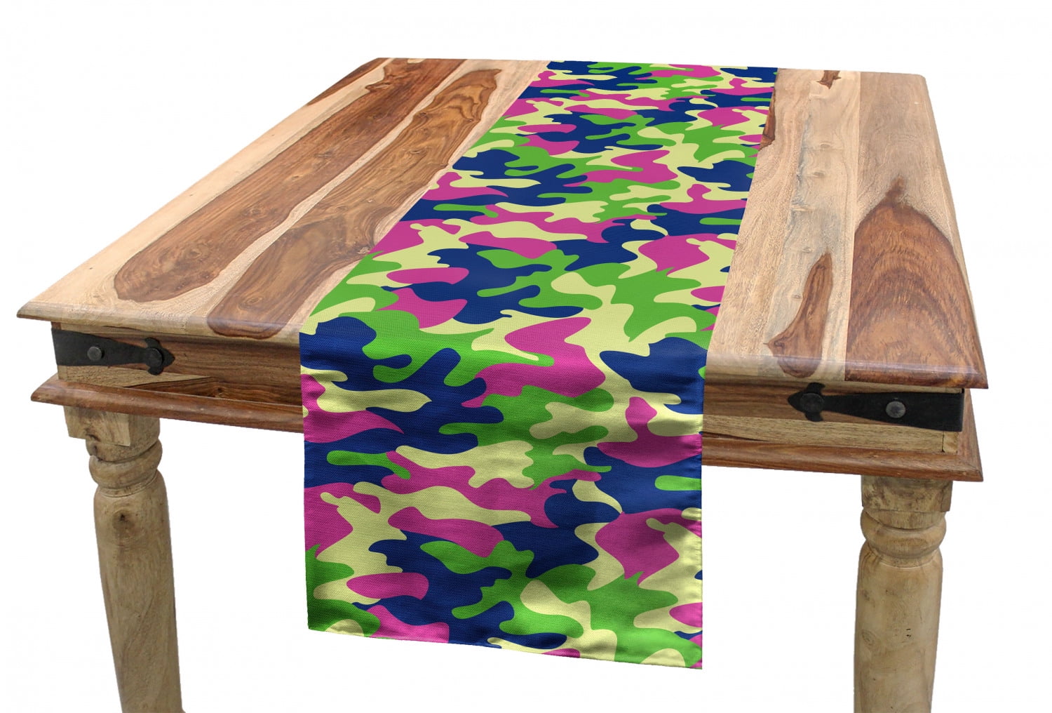 Abstract Table Runner, Camouflage Style Pattern with Vibrant Tones ...