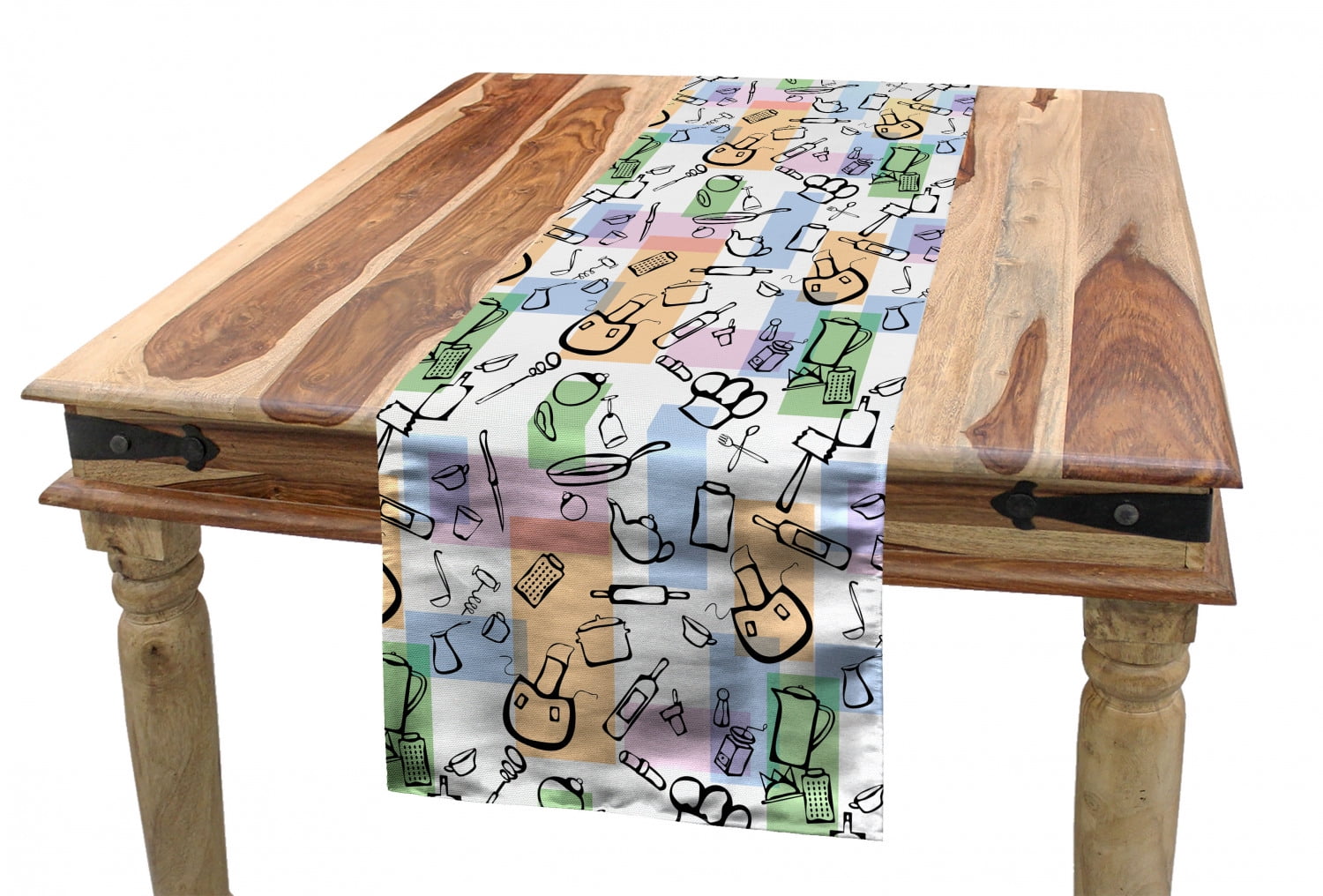 Abstract Table Runner, Kitchen Stuff and Colored Rectangles Cuisine ...