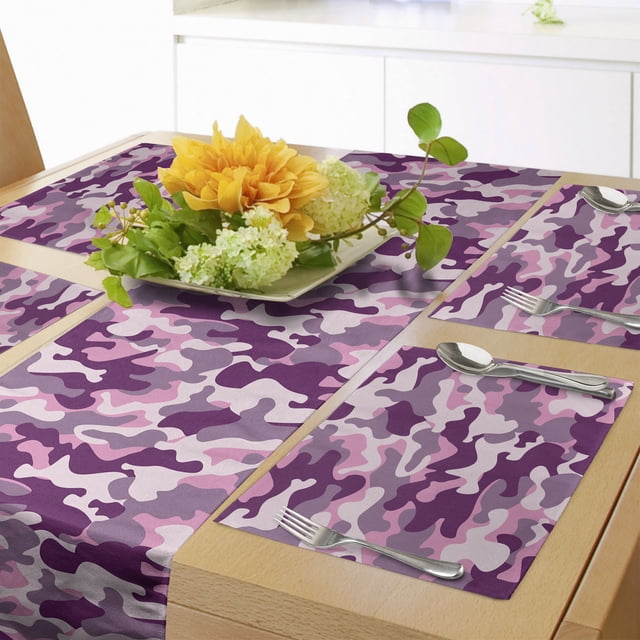 Abstract Table Runner & Placemats, Army Camouflage Patterns Commando ...