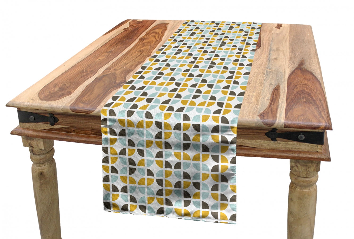 Abstract Table Runner, Retro Mid-Century Modern Style Geometric ...