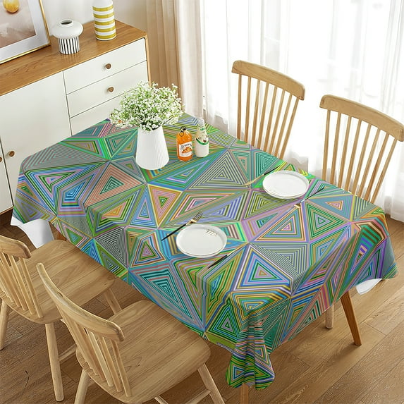 Abstract Tablecloth Mosaic Style Stained Fractal Colorful Geometric ...