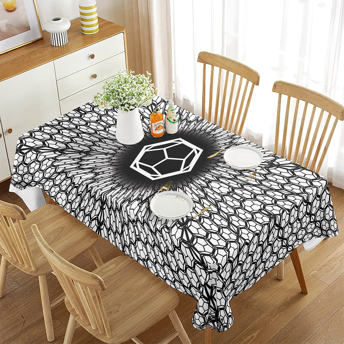 Abstract Tablecloth Mosaic Style Stained Fractal Colorful Geometric ...