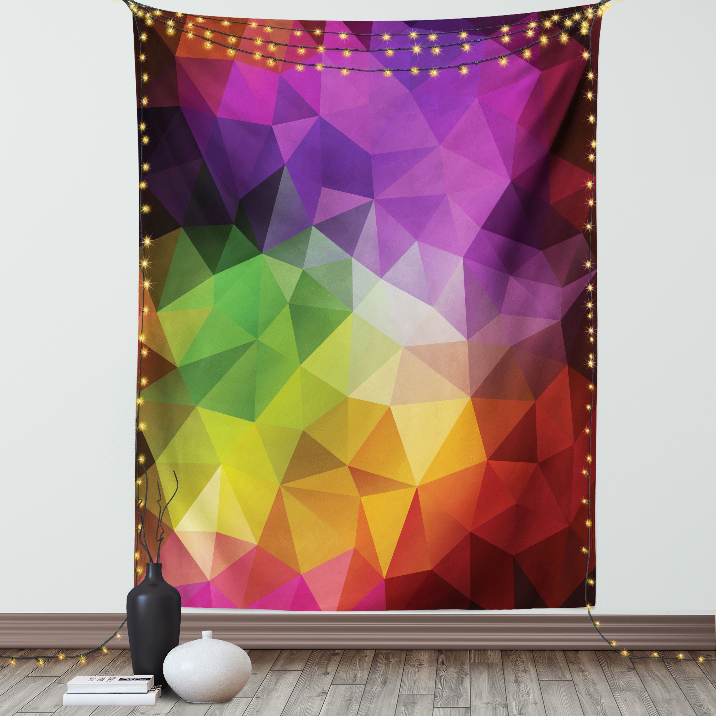 Abstract Tapestry, Colorful Abstract Geometric Shapes with Triangular ...