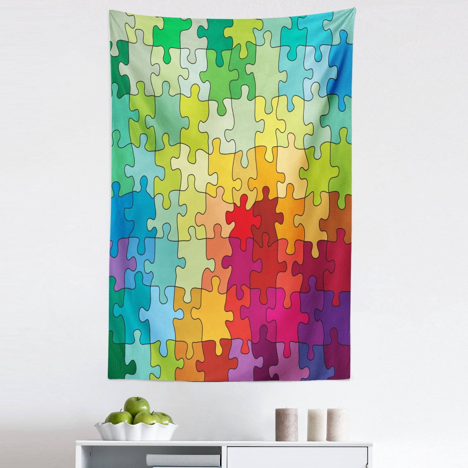 Abstract Tapestry, Colorful Puzzle Pieces Fractal Hobby Activity ...