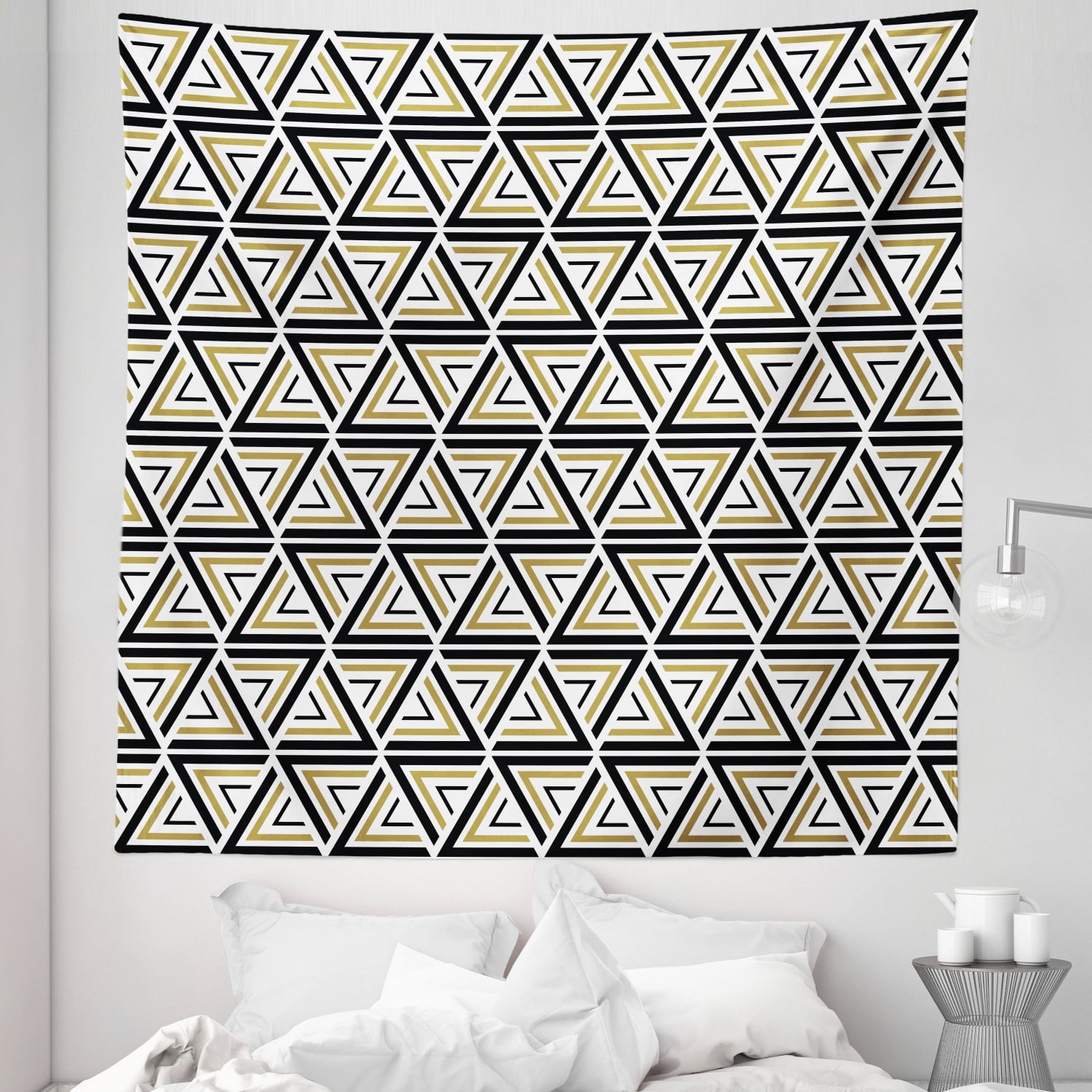 Abstract Tapestry, Geometric Triangle Pattern with Angled Stripes ...