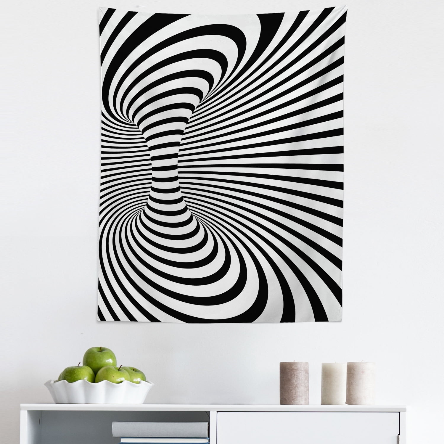 Abstract Tapestry, Optical Illusion Themed Abstract Artwork of Striped ...